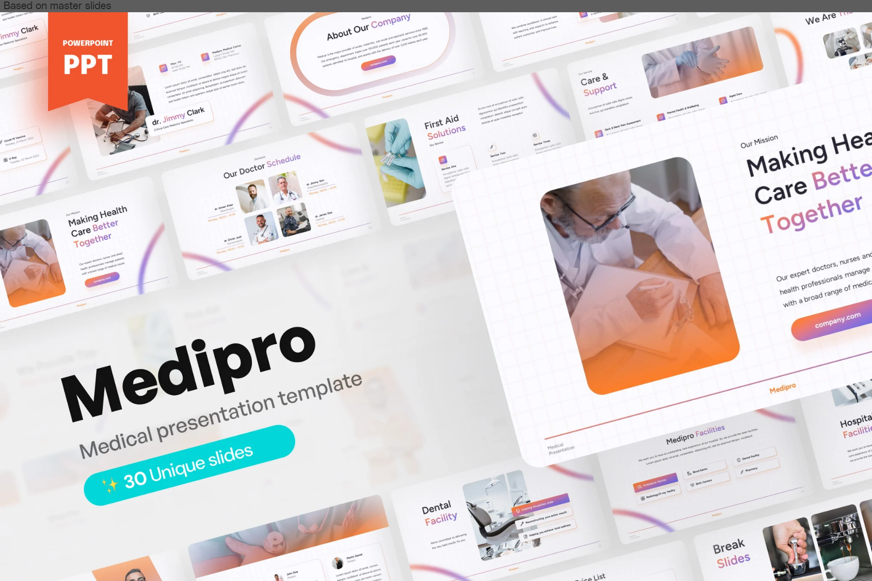 高端医疗PPT模板下载 | 医院诊所专用30页医护演示文稿Medipro可编辑 _ 果觅网（gooodme）